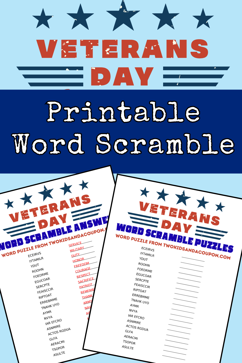 Honor Those Who Have Served With Our Veterans Day Word Scramble