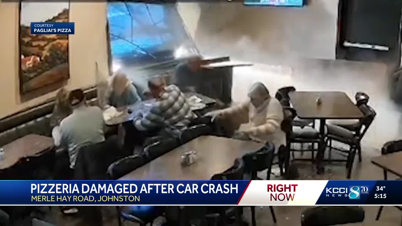 Security camera captures truck crashing into Pagliai's Pizza