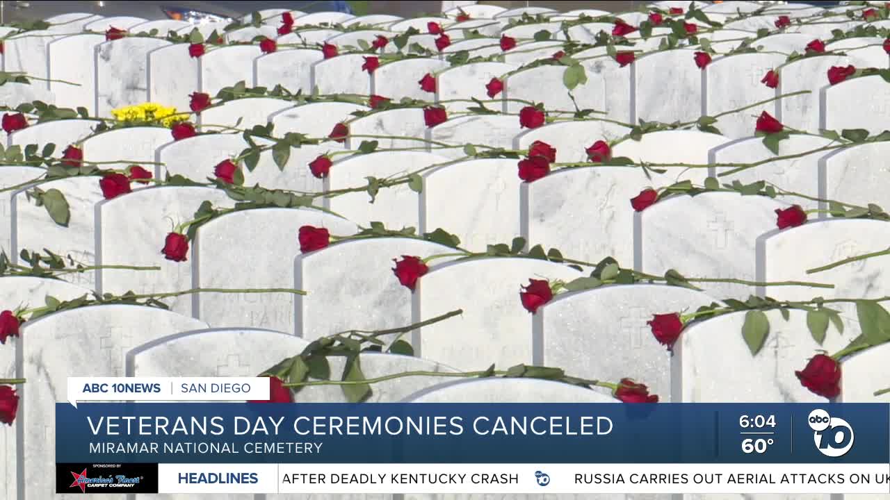 Veterans Day ceremonies at Miramar National Cemetery cancelled