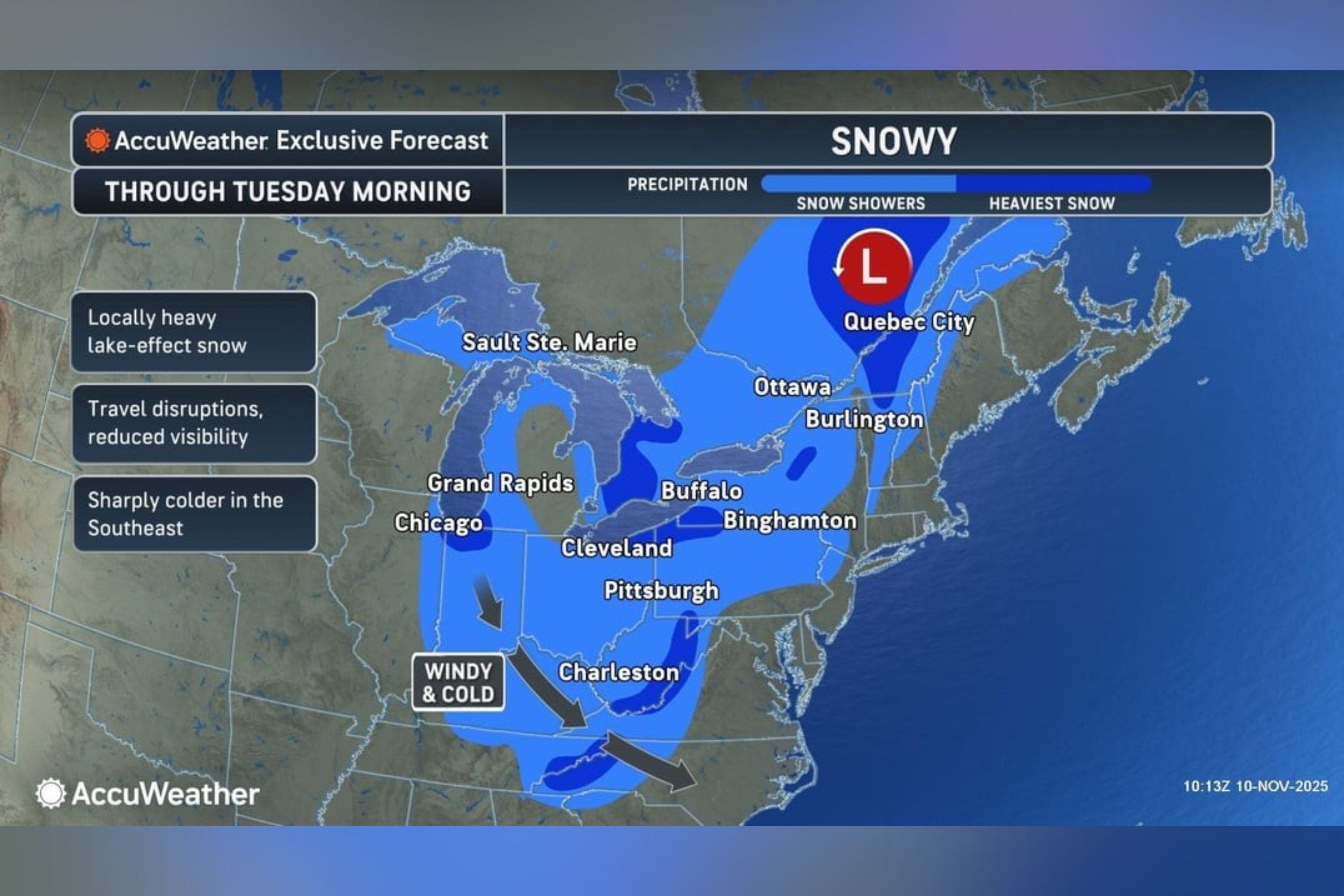 Great Lakes maps show where heaviest snow expected