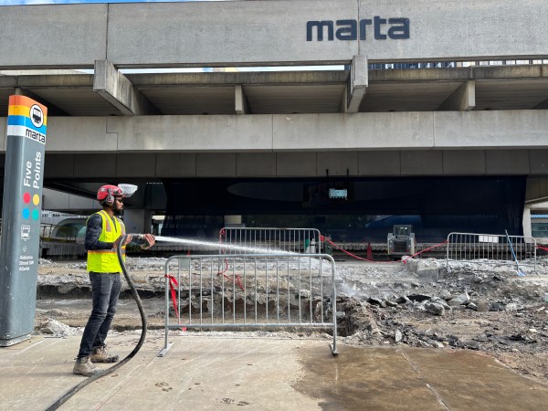Deconstruction of concrete canopy underway at MARTA Five Points Station