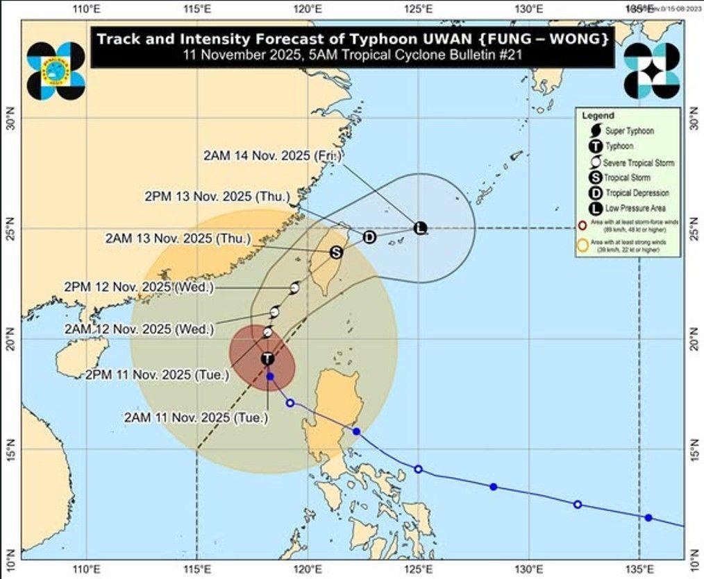 LIVE UPDATES: Typhoon Uwan (Fung-Wong), Nov. 11, 2025