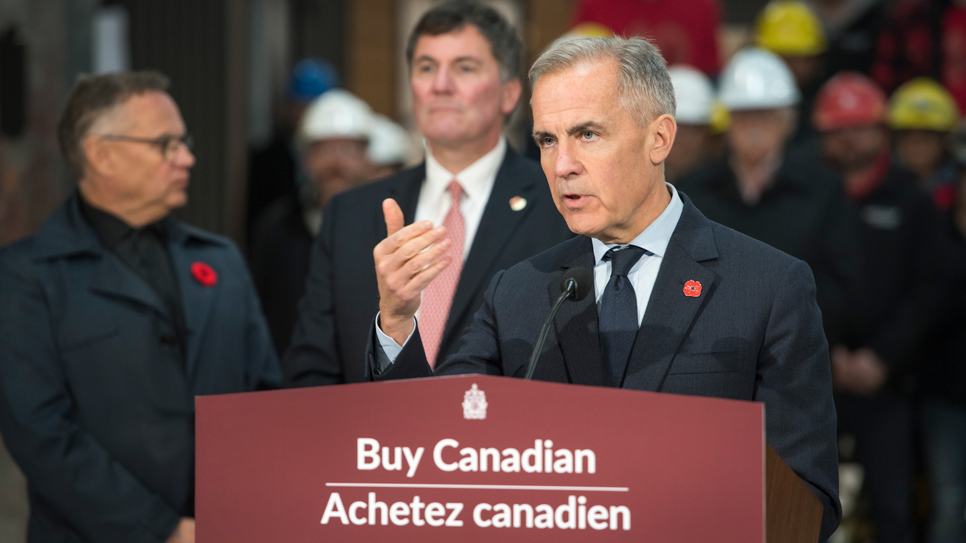Prime Minister Mark Carney visits home-building warehouse in N.B.