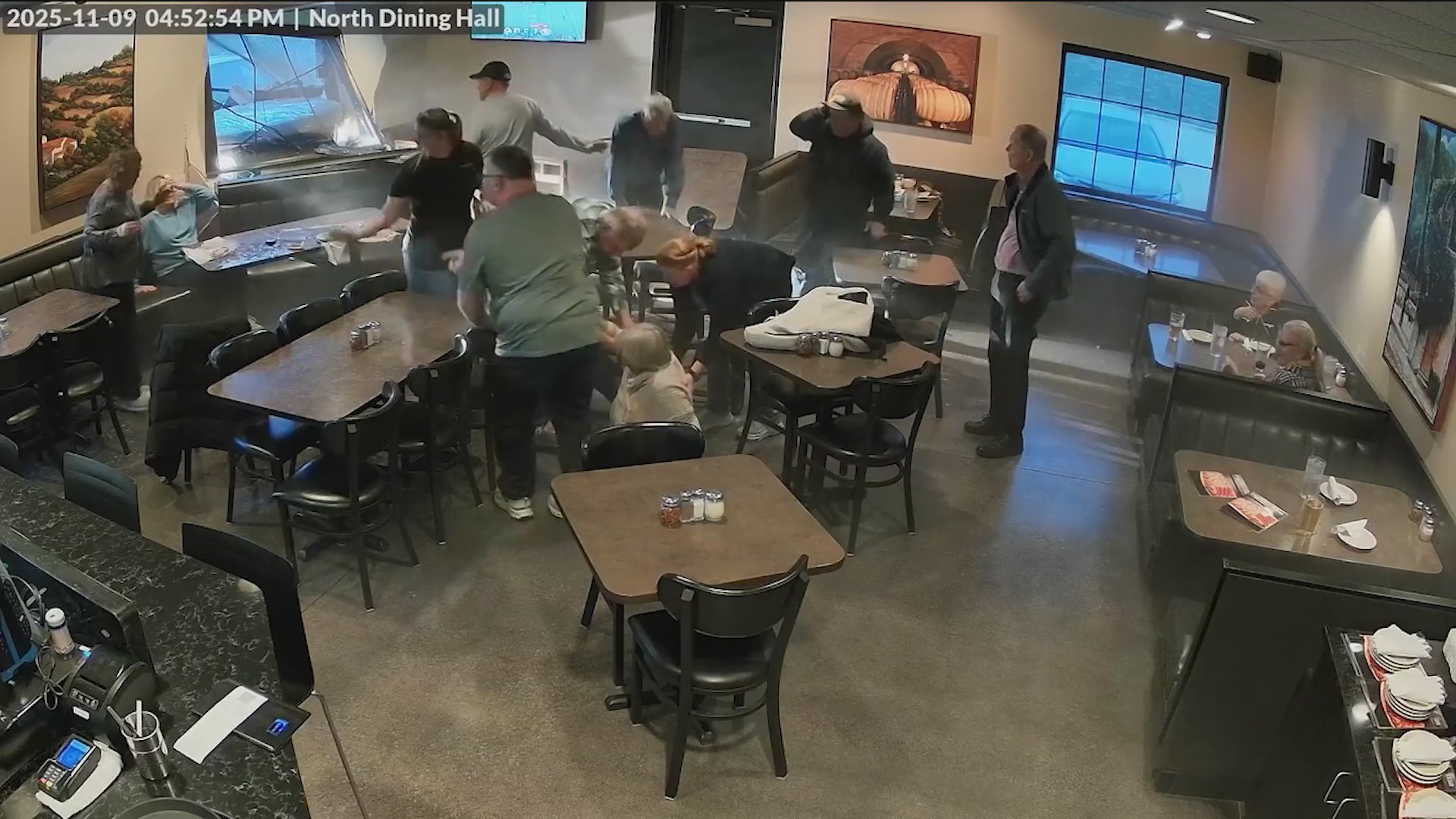 Security video inside Pagliai's Pizza shows moment driver crashes ...