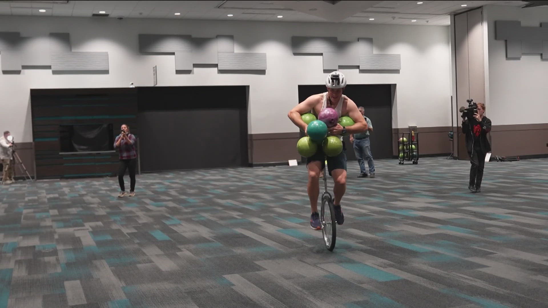 David Rush breaks another world record by unicycling with multiple ...