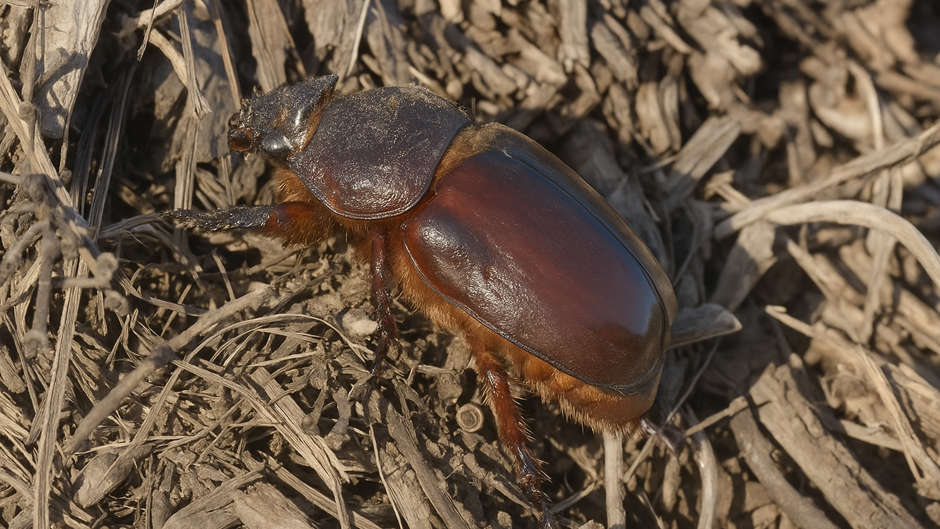 Dung Beetle Emerging from the Ground