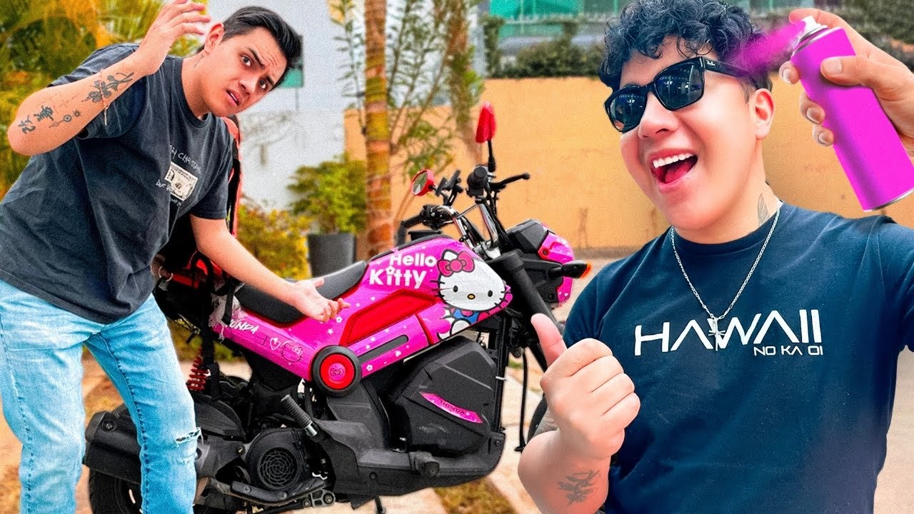Broma a @MariioTQ | Diseño Hello Kitty a su moto 😂