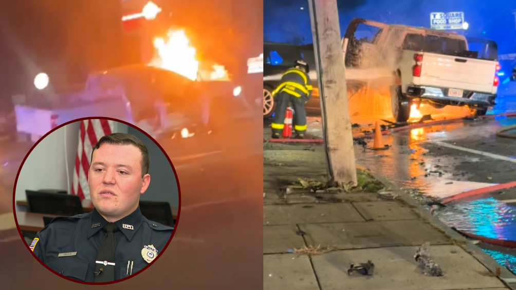 Officer recalls moment he pulled driver from burning car after high ...