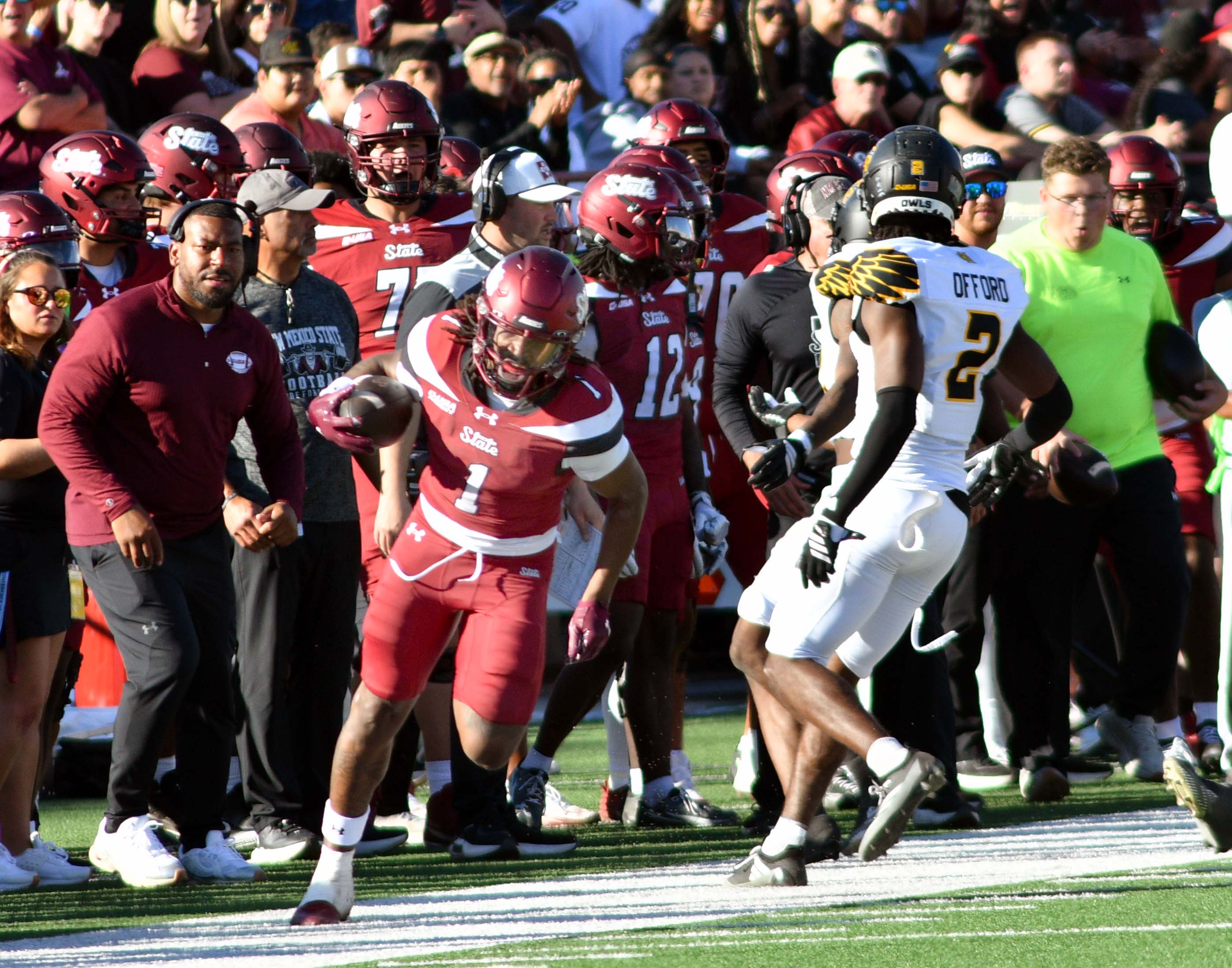 NMSU leading rusher Kadarius Calloway did not return after being ...