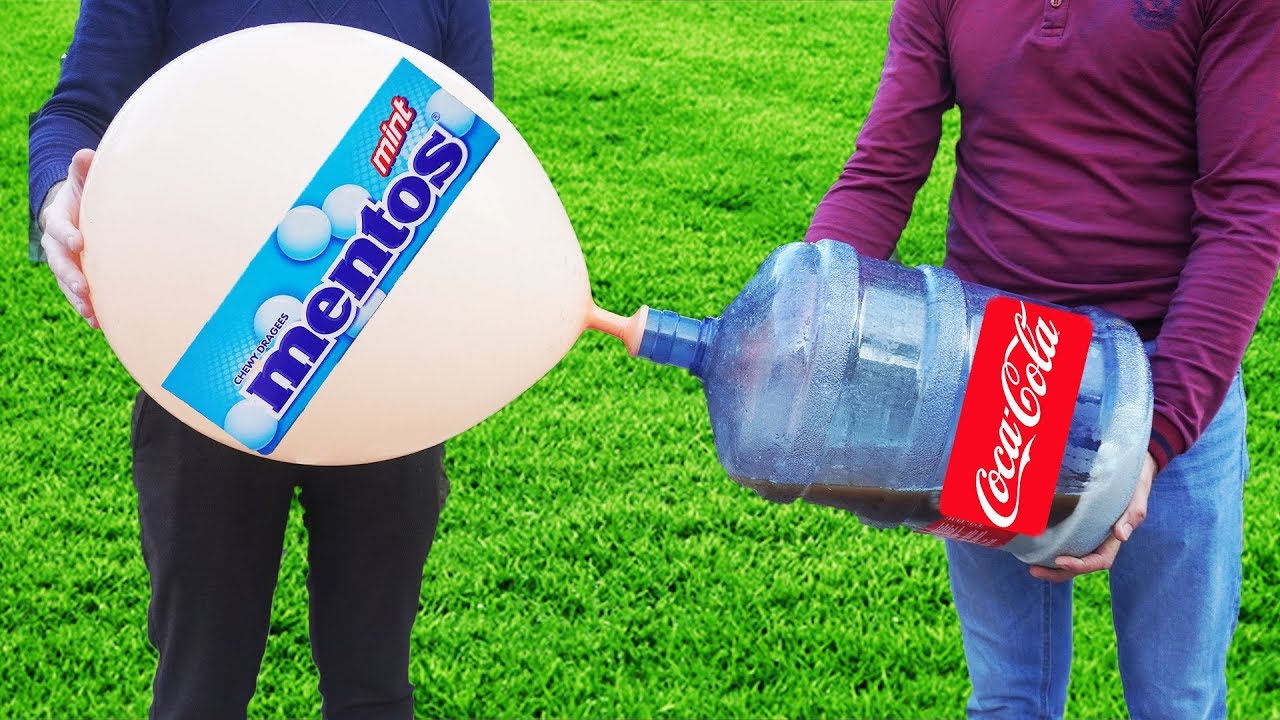 Experiment: Cola vs Mentos giant balloon