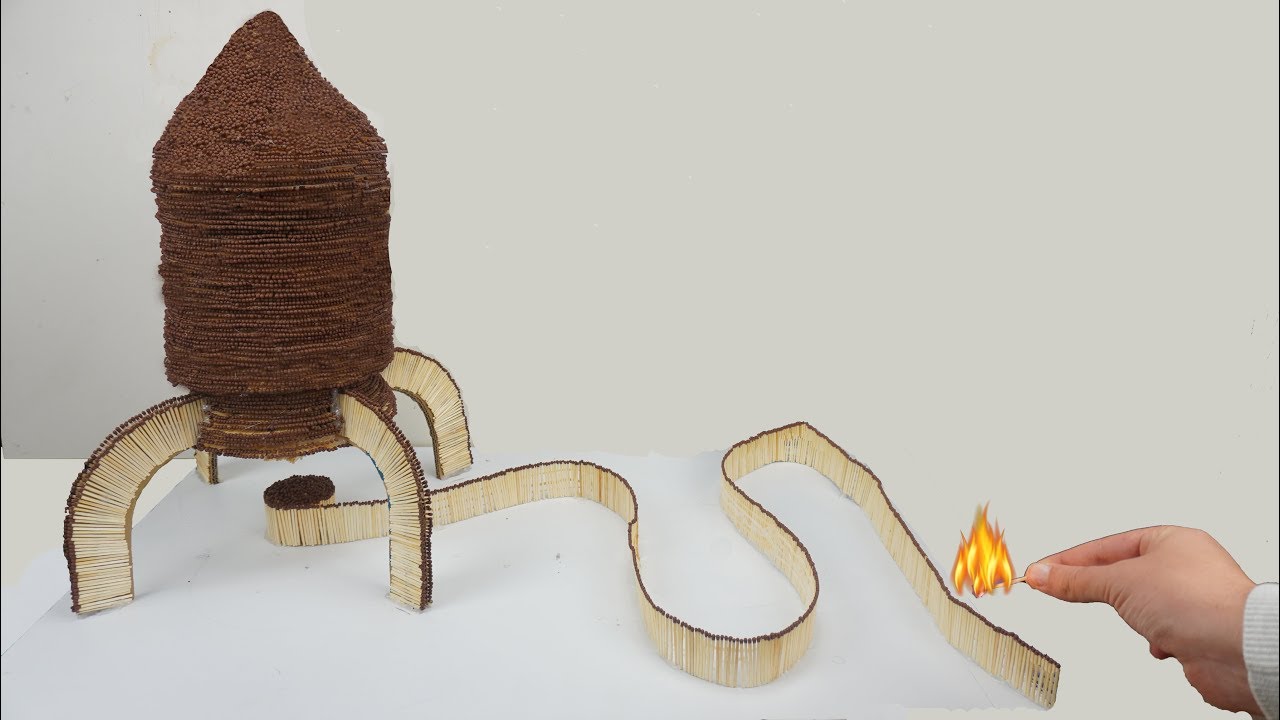 100,000 matches rocket chain reaction