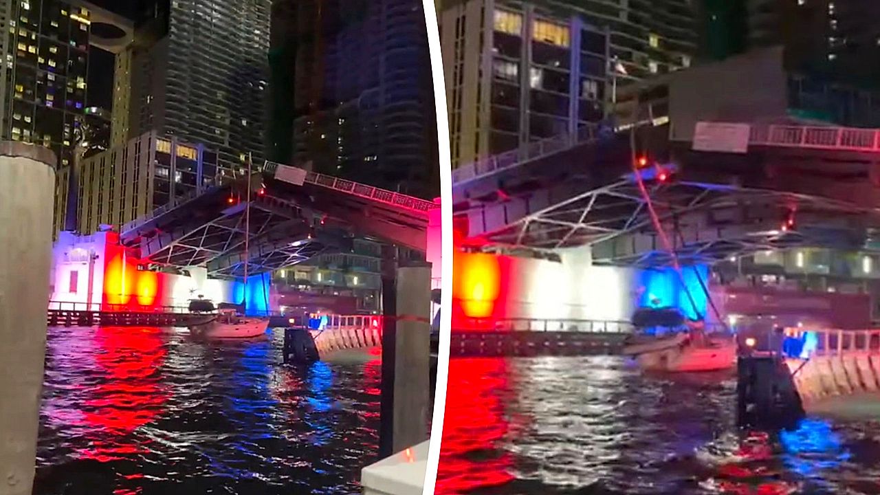 Bridge blunder! Sailboat snaps mast after colliding with drawbridge in ...