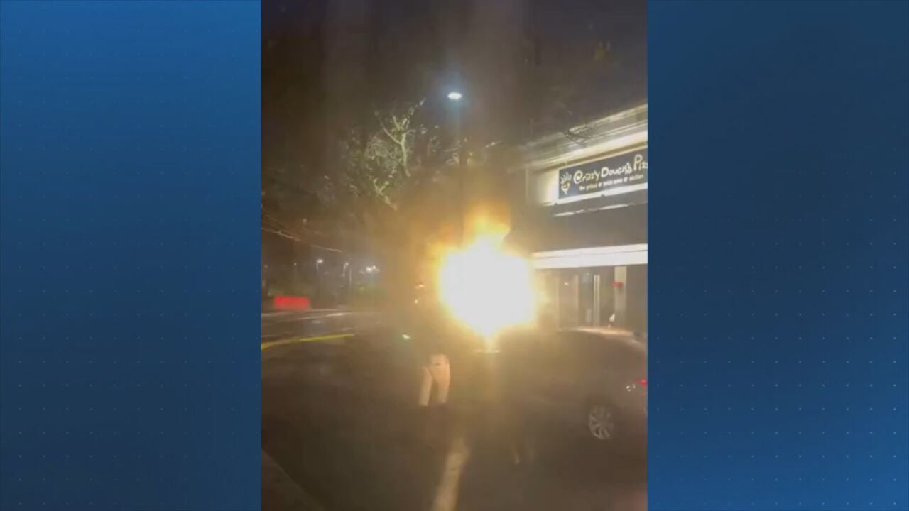 Wire falls on MBTA train causing fire, sends two to hospital