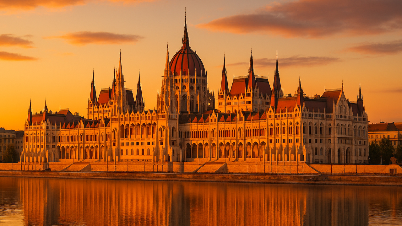 Budapest from the River – A Calm View of the Parliament Building