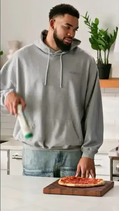 karl-anthony towns and jordyn woods make pizza with hidden valley ranch