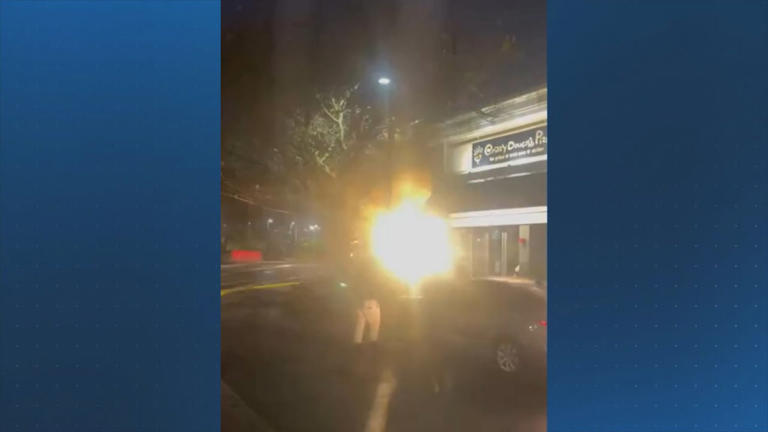 Wire falls on MBTA train causing fire, sends two to hospital