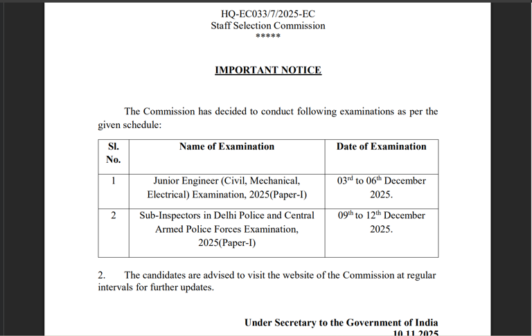 SSC JE and SI Delhi Police exam dates declared: Check important ...