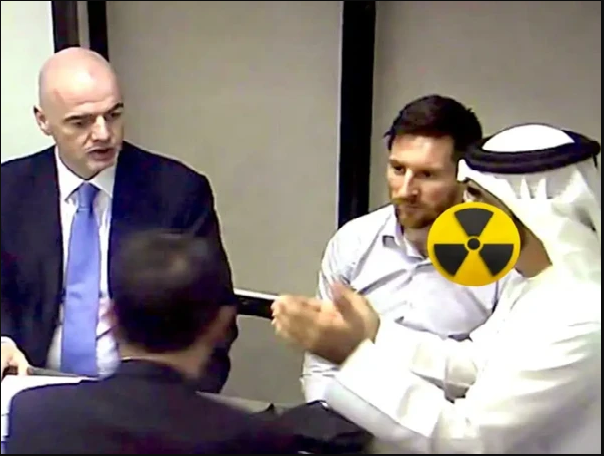 Sự thật ảnh Messi 'họp kín' với chủ tịch FIFA và Qatar trước World Cup 2022