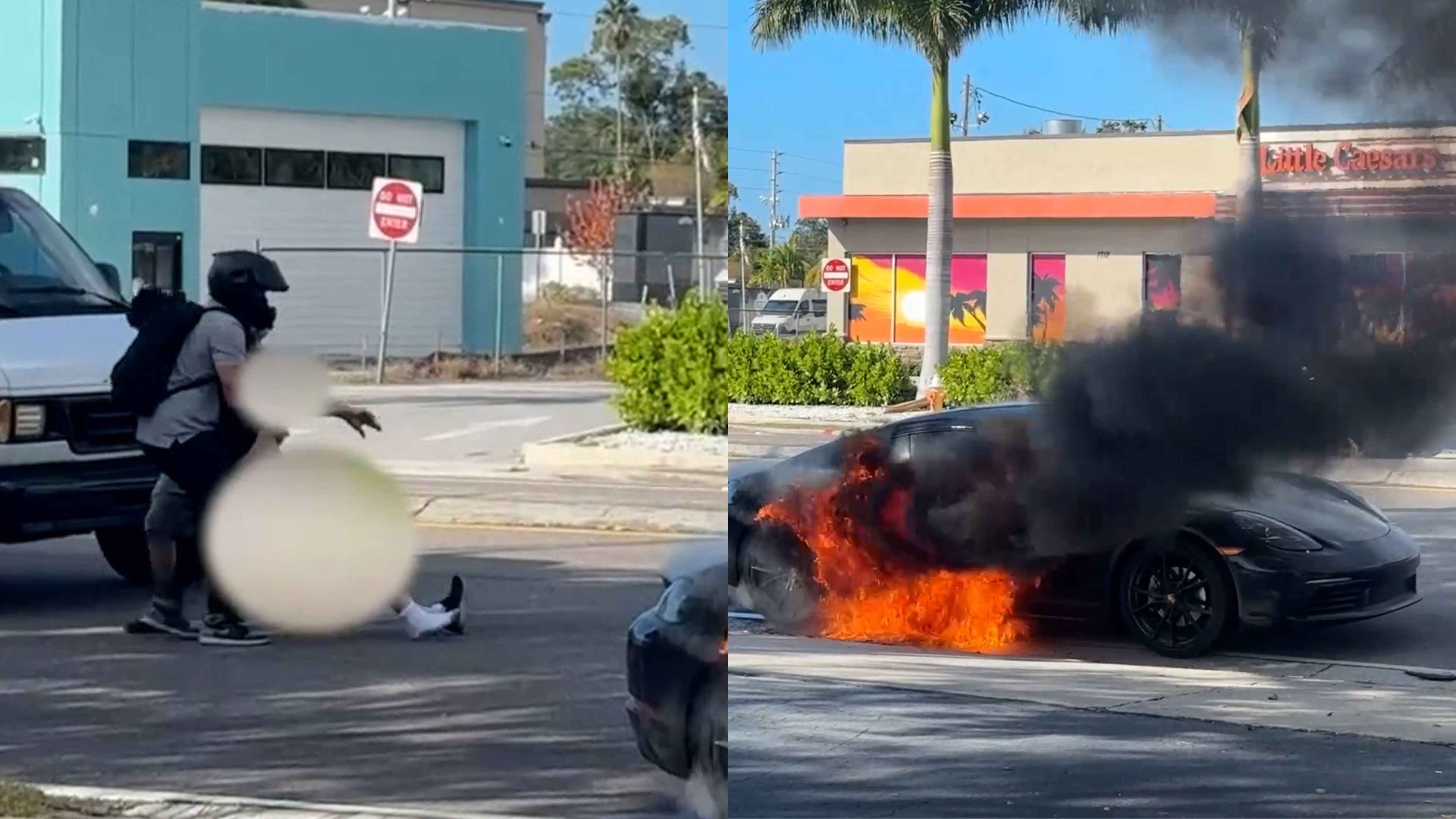 Driver rescued from burning car by good Samaritans in Clearwater, Florida