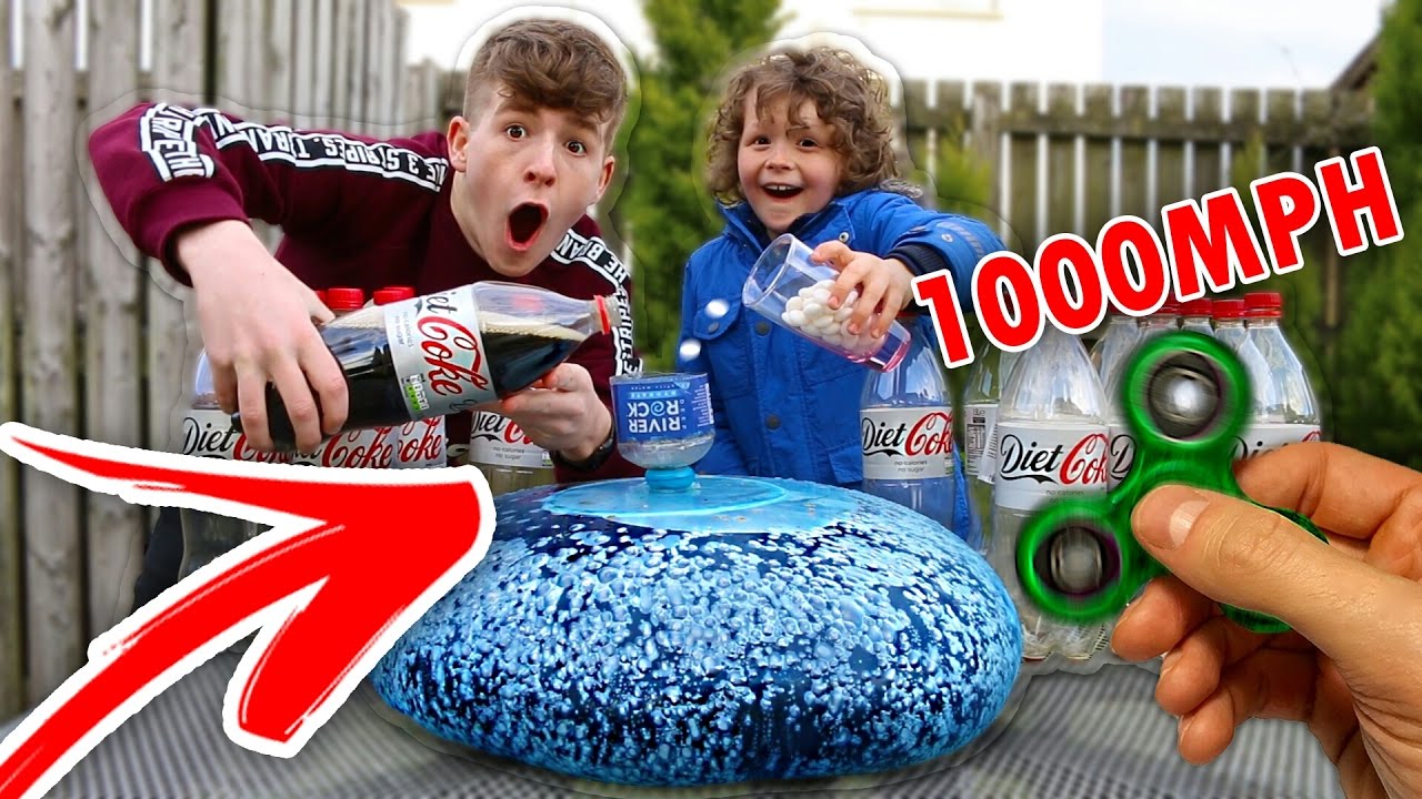 1000 MPH Fidget Spinner Versus Diet Coke and Mentos
