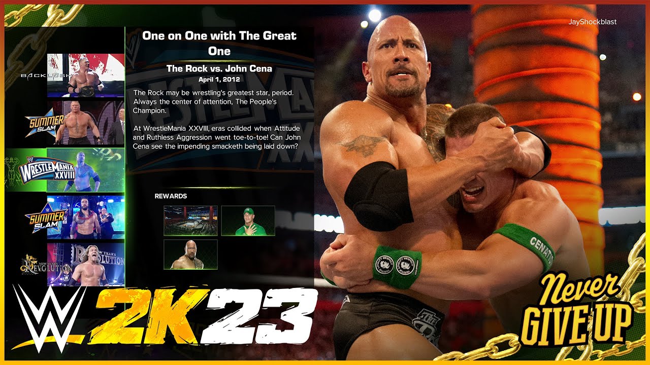 WWE 2K23 showdown one on one with The Great One The Rock vs John Cena ...