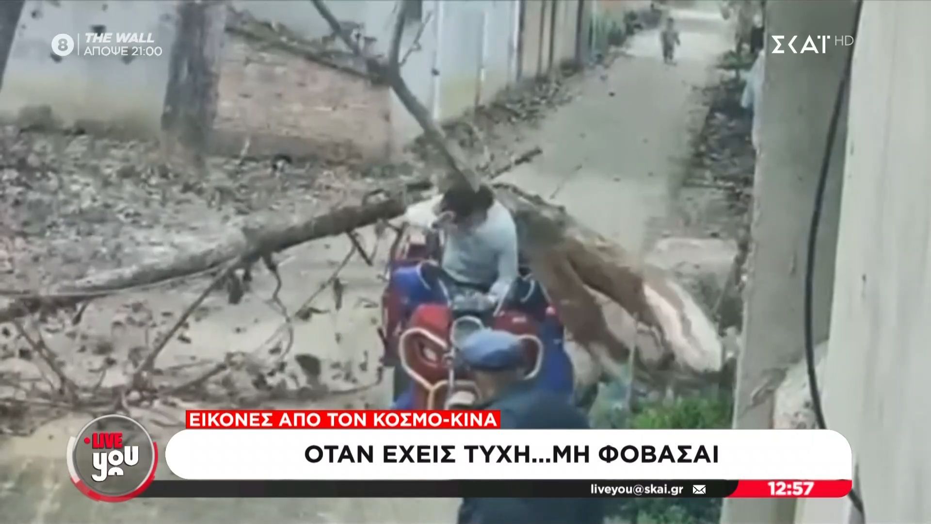 Kατάρρευση - σοκ δέντρου - Σώα από θαύμα η οδηγός