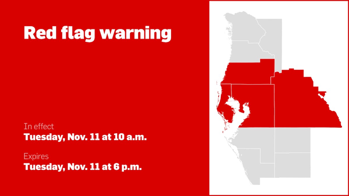 Red flag warning issued for Central West Florida until Tuesday evening ...
