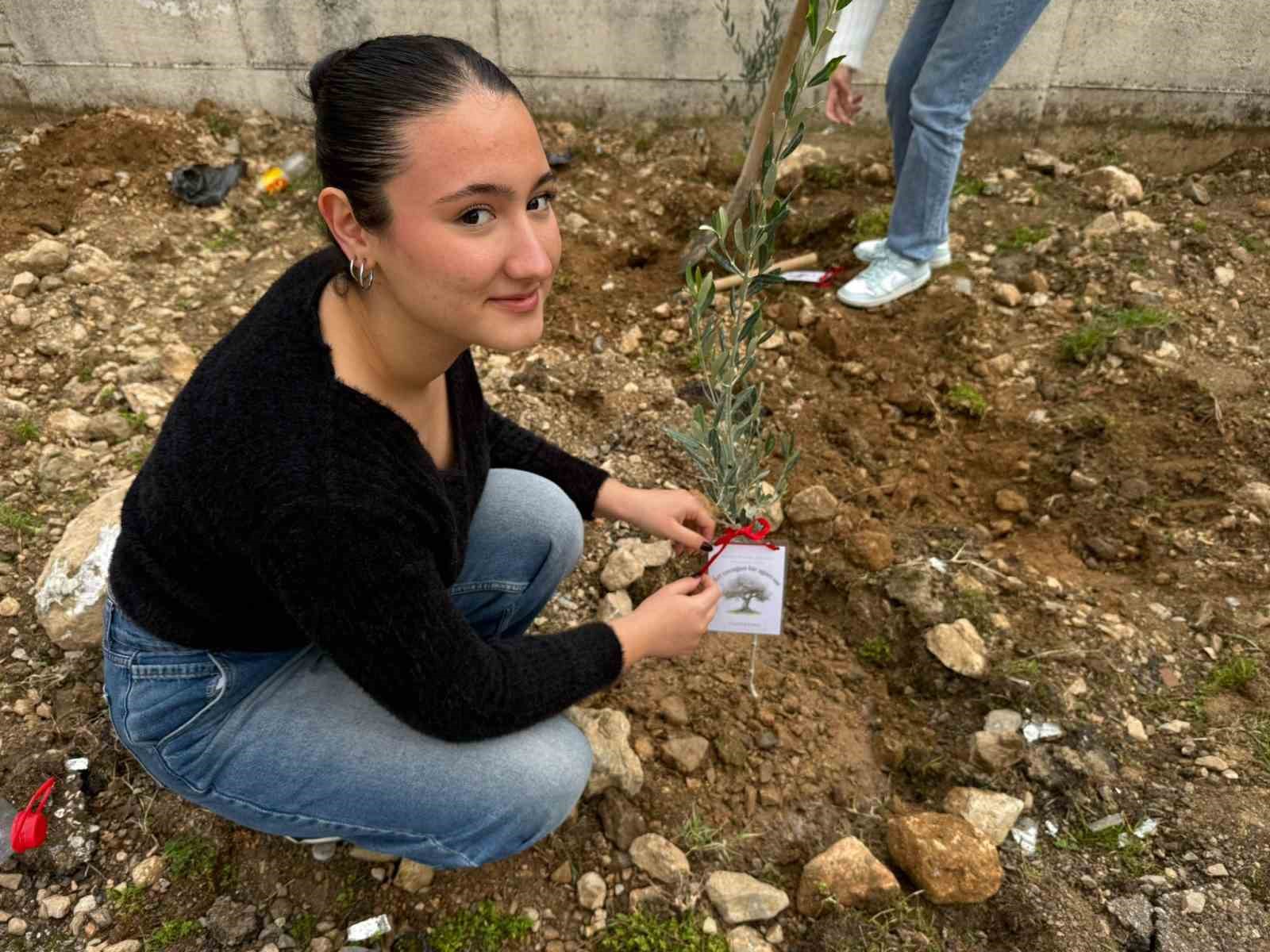Okul bahçesine 60 zeytin fidanı dikildi