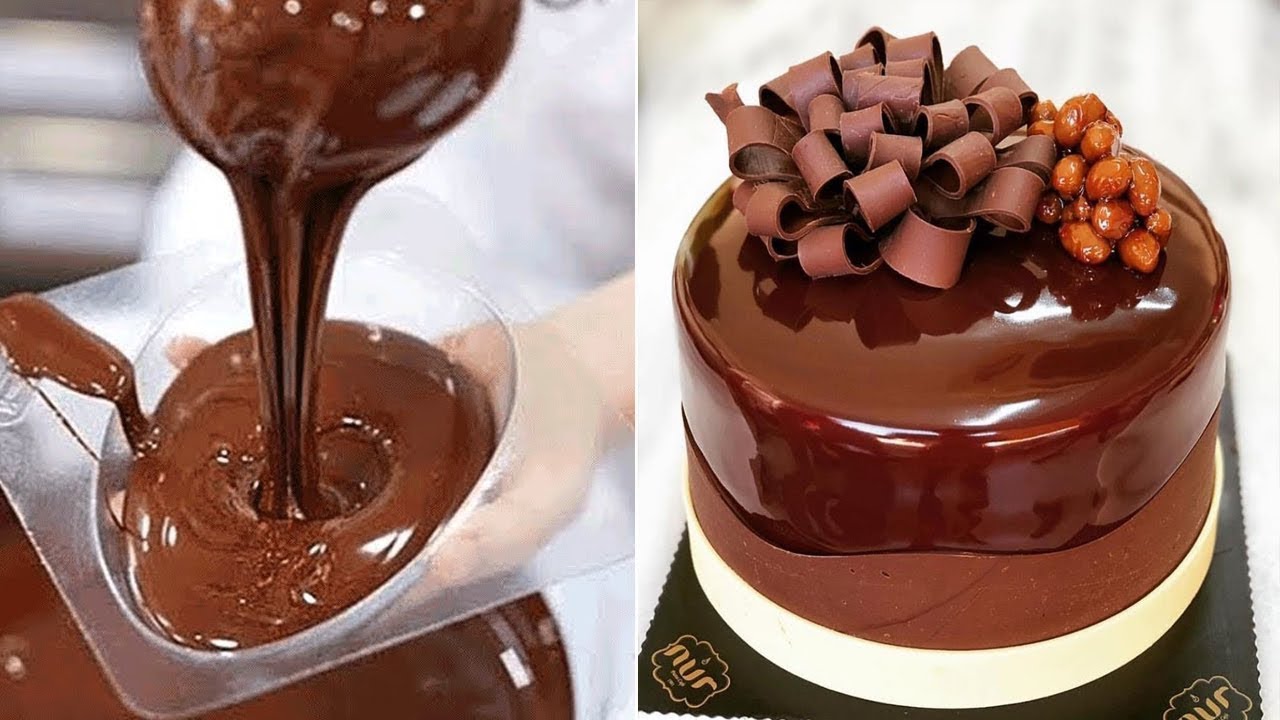 Cake Compilation Featuring Glossy Chocolate Layers