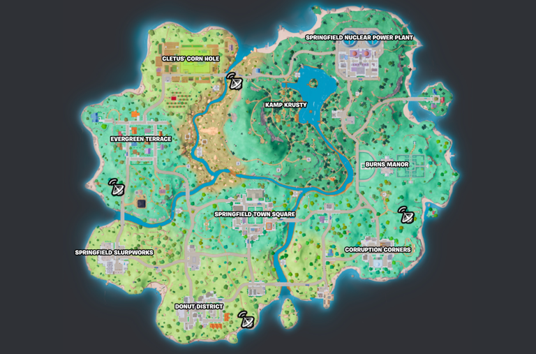 Fortnite Simpsons map: Where to land, forecast towers and boss spawns