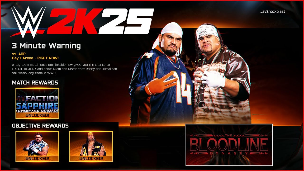 WWE 2K25 Showcase 3 Minute Warning vs AOP (The Bloodline Dynasty)