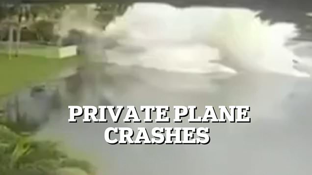 Tragic moment private plane crashes in Florida pond