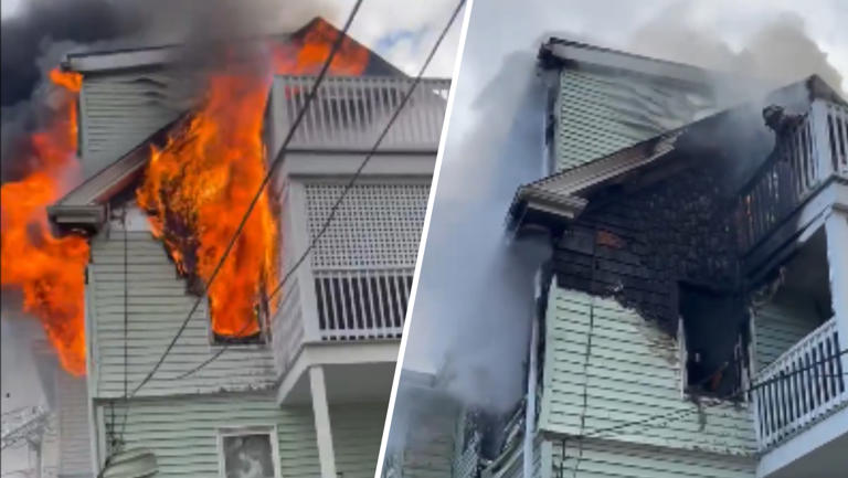 Raw video: Large fire reported in Dorchester, heavy flames seen ...