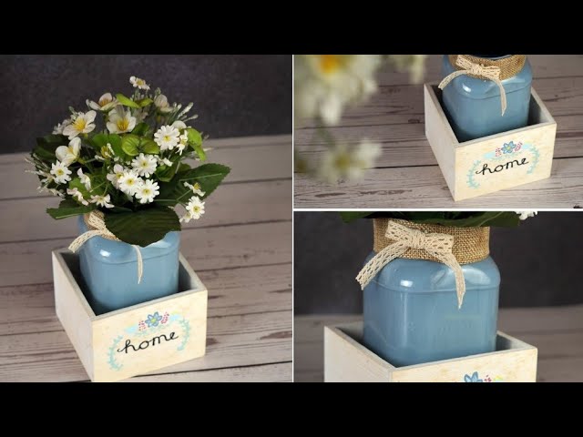 Mason Jar Centerpiece With Flowers - How To Paint a Mason Jar tutorial
