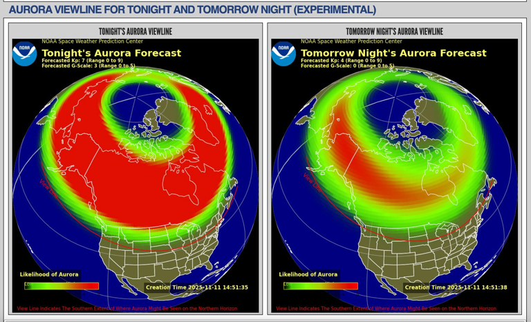 Map reveals states where aurora could appear tonight as CME train hits