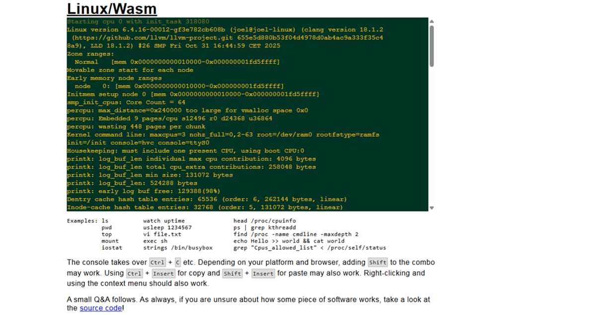 Linux llega al navegador: el kernel se ejecuta en WebAssembly