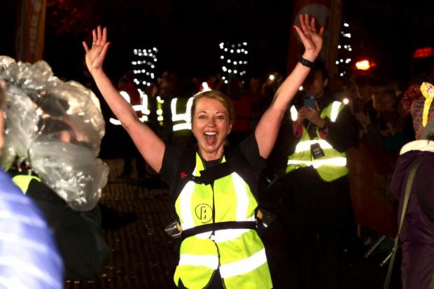 BBC DJ Sara Cox arrives to cheers in County Durham on Children in Need challenge