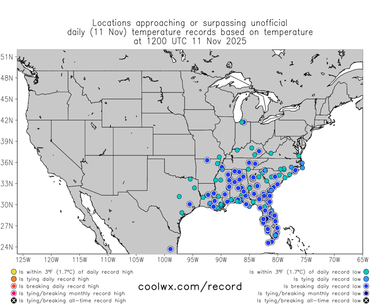 Here’s where the coldest temperatures hit in the U.S. today