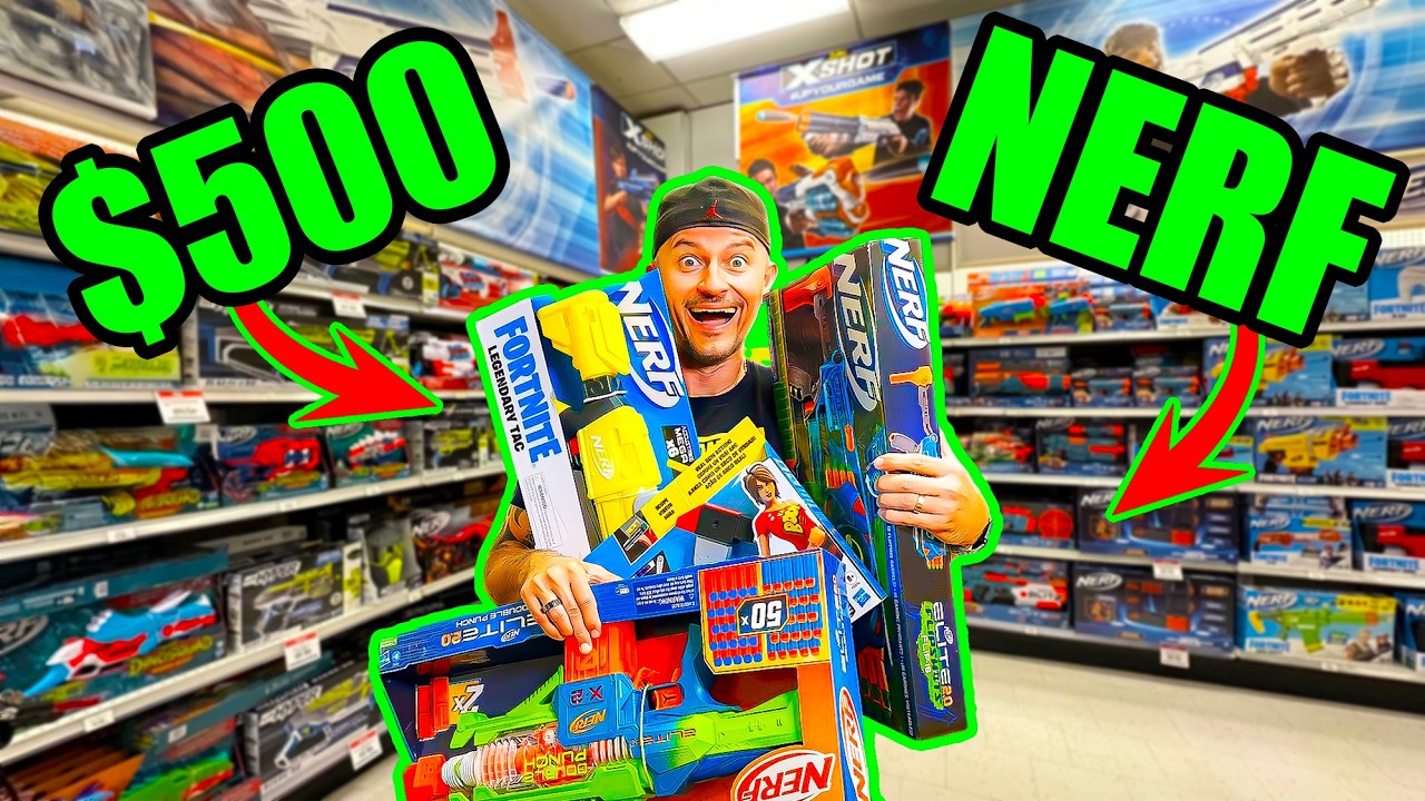 Epic $500 Nerf gun shopping spree at Toys R Us!