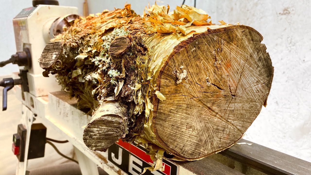 Woodturning challenge: This log is too big for my lathe!