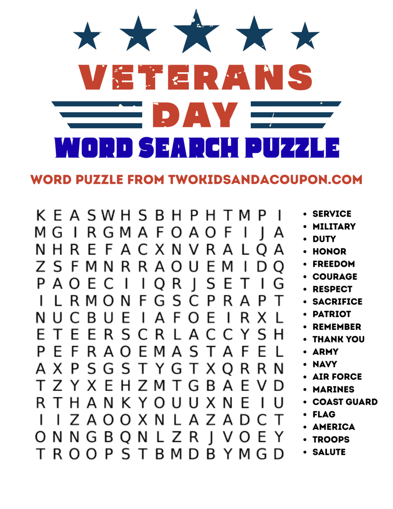 Honor Those Who Have Served With Our Veterans Day Word Scramble