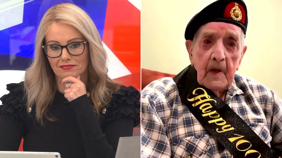 Michelle Dewberry chokes back tears as 100-year-old veteran issues ...
