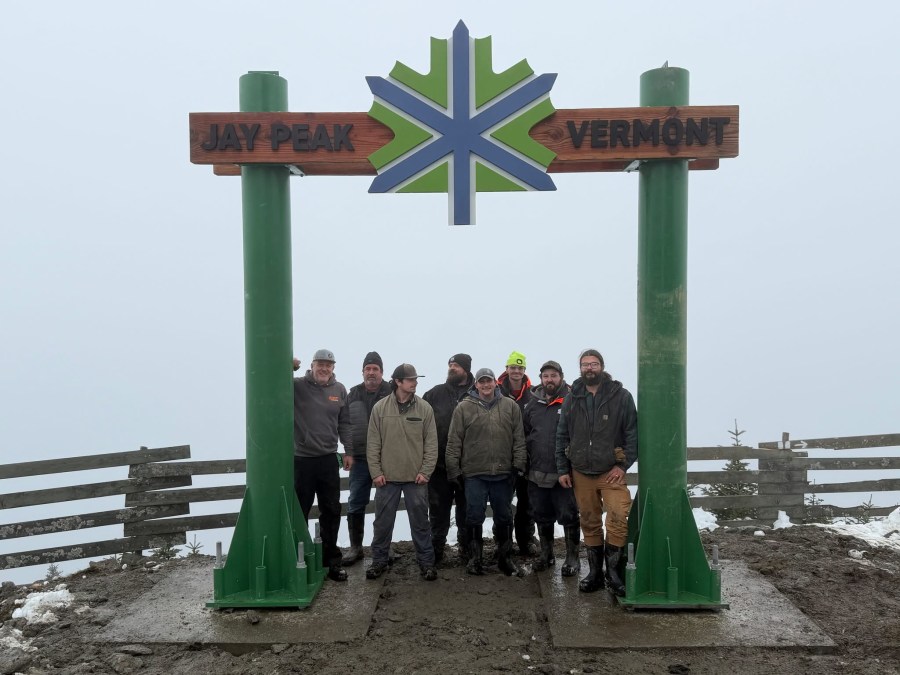 Summit trail sign goes up at Jay Peak