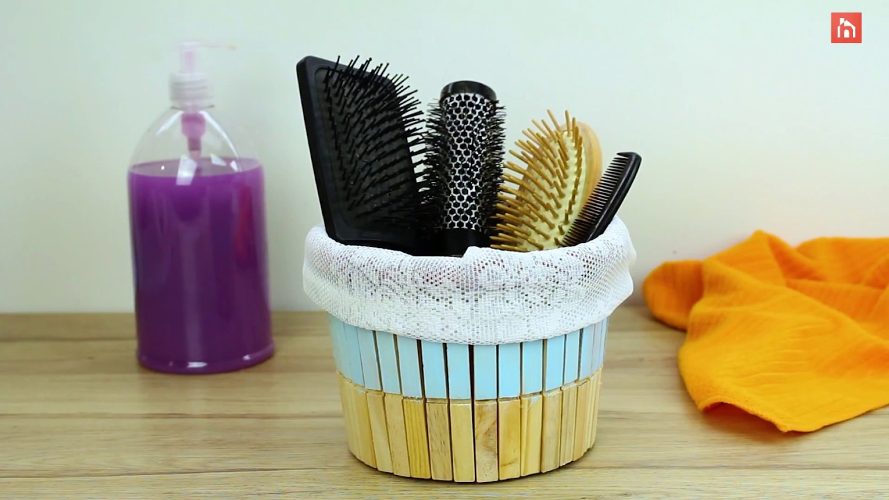 Create a cute rustic clothespin storage bucket