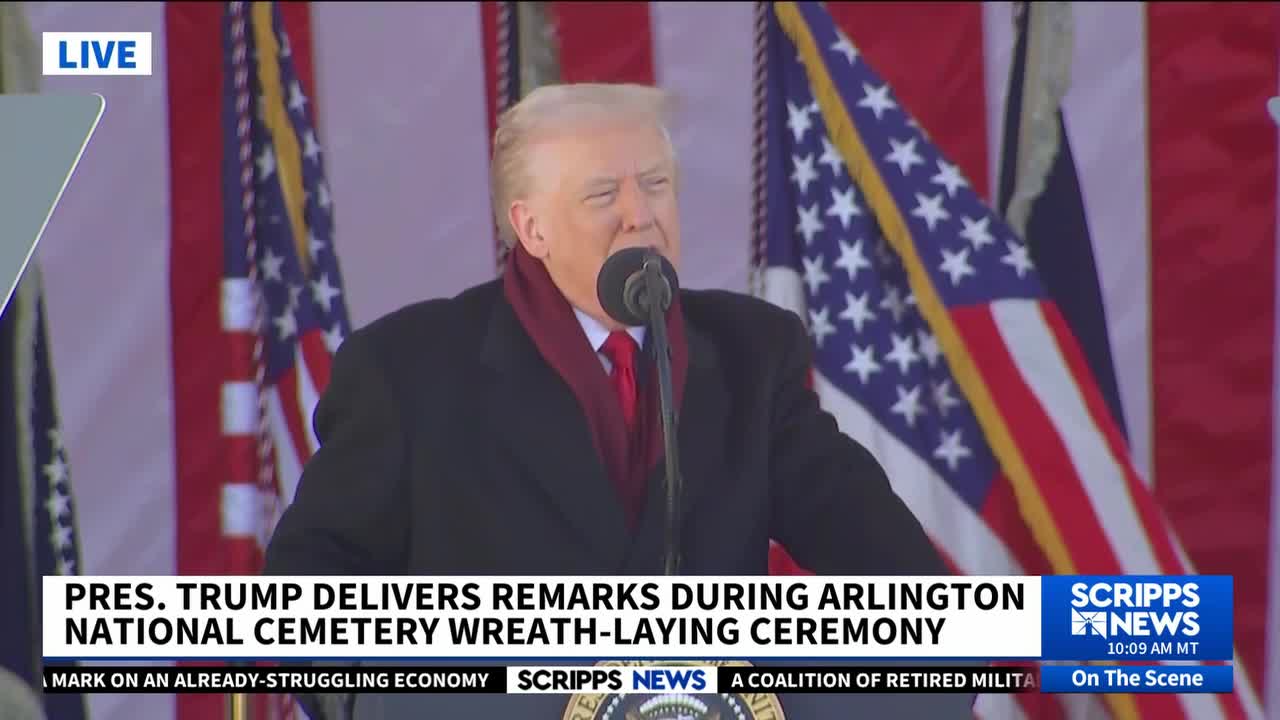 Trump delivers remarks during Arlington National Cemetery wreath-laying ...