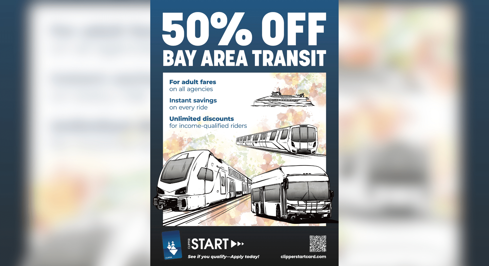 Get 50% OFF transit with Clipper START