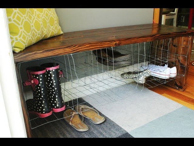 DIY industrial entry shoe bench