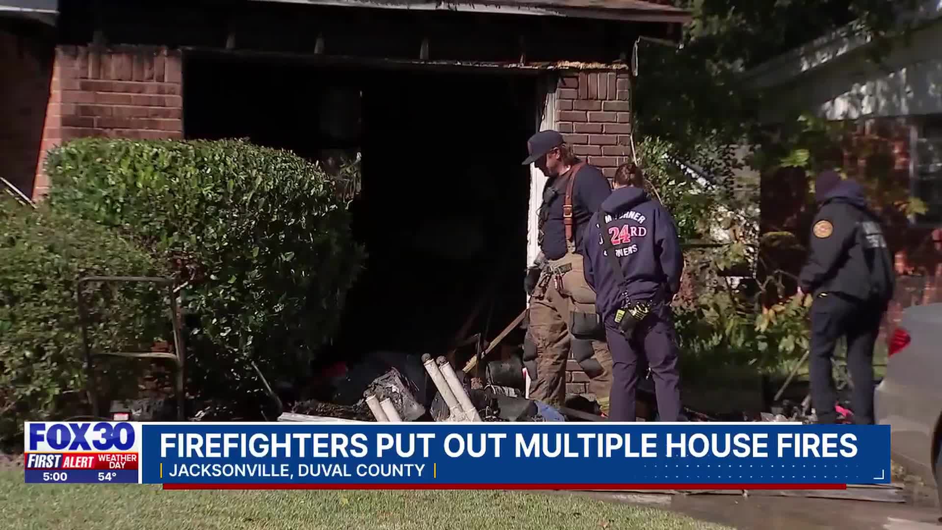 Five house fires in Jacksonville overnight leave one dead, two pets killed