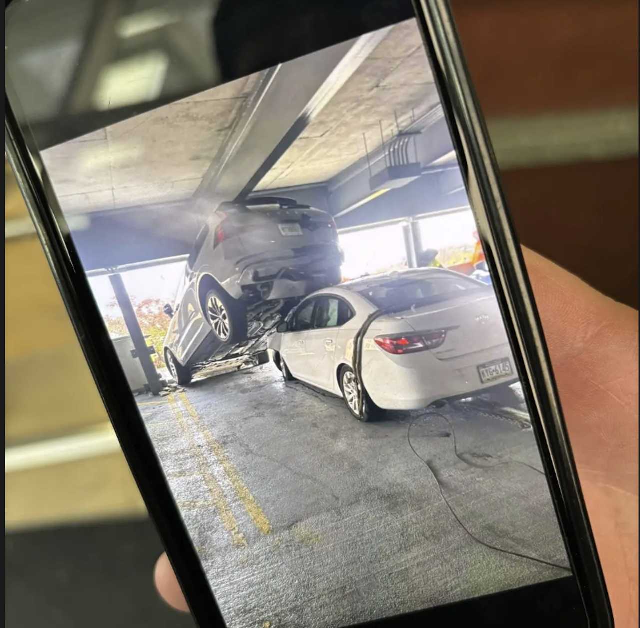 Car Hangs Off UPMC Shadyside Parking Garage (PHOTOS)