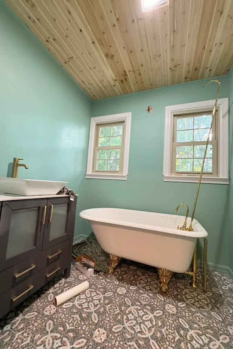 I Gave This Dated 1960s Bathroom a Functional Makeover with a Stunning Ceiling
